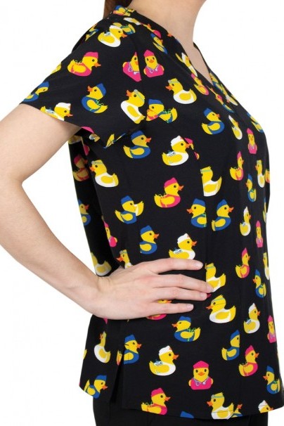 Kolorowa bluza medyczna damska Sunrise Uniforms zielone liście Kolorowa bluza medyczna damska Sunrise Uniforms zielone liście